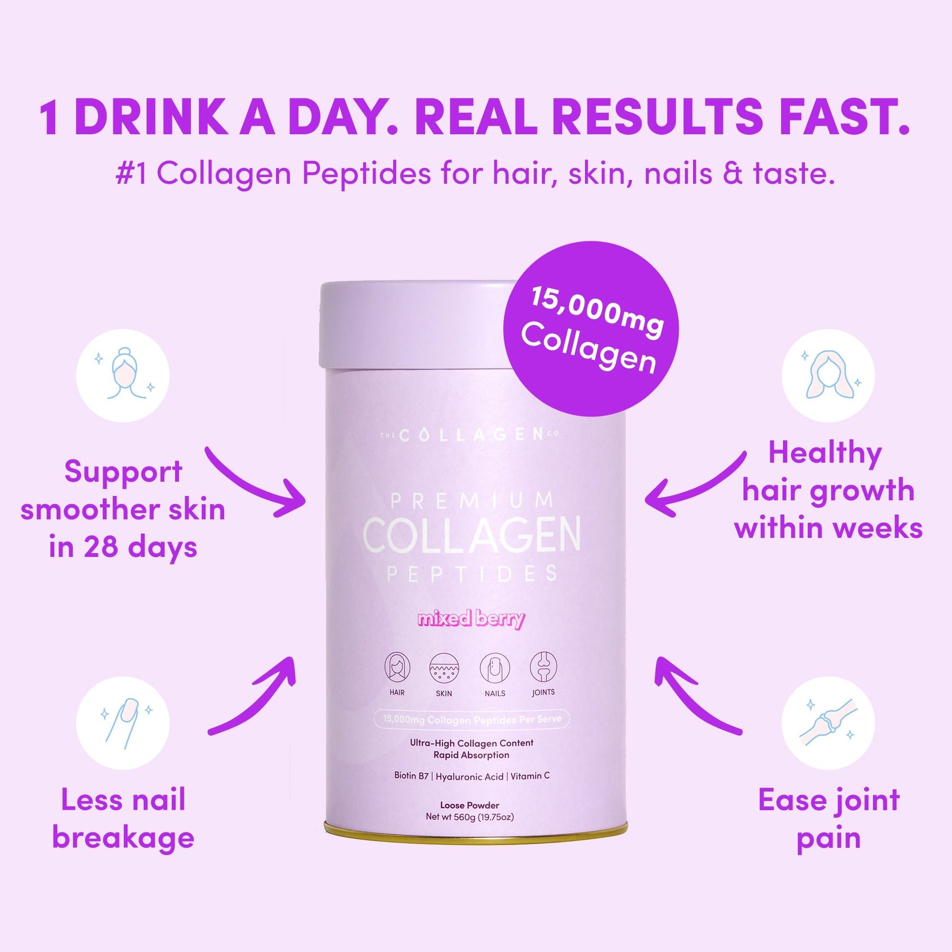 Delicious Mixed Berry Collagen Powder - 560g – The Collagen Co.