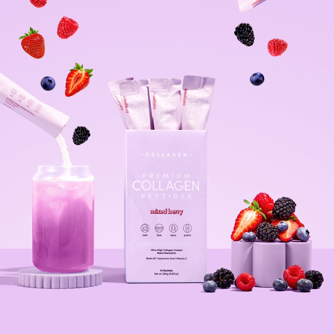 Mixed Berry Collagen Sachets - 280g – The Collagen Co.