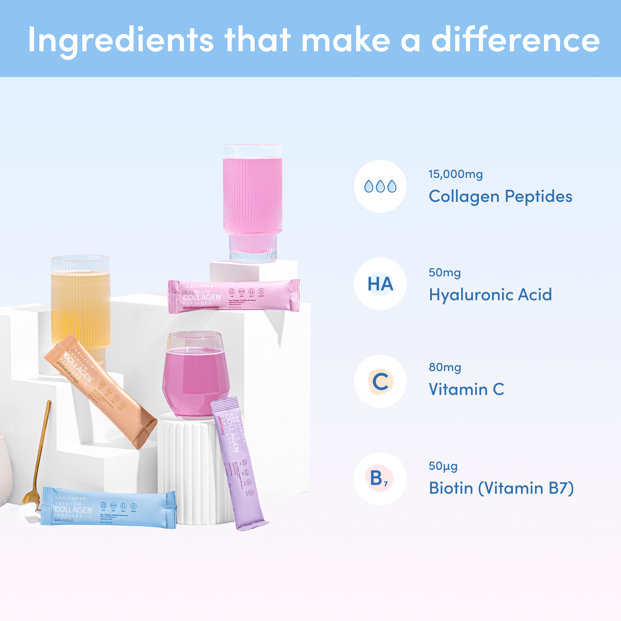 Collagen Powder Sachets 270g | Mixed Flavours | Hyaluronic Acid – The ...